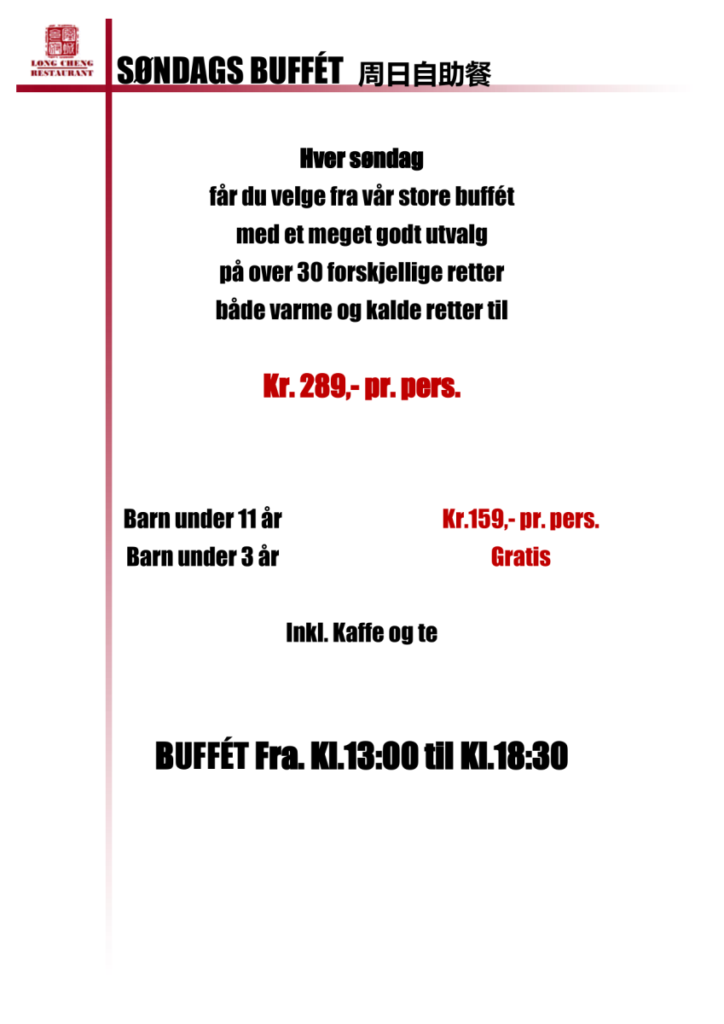 Søndagsbuffet - Long Cheng Restaurant AS